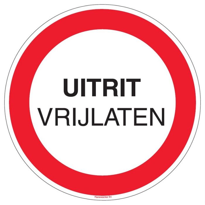Bord Uitrit Vrijlaten (Tekst)